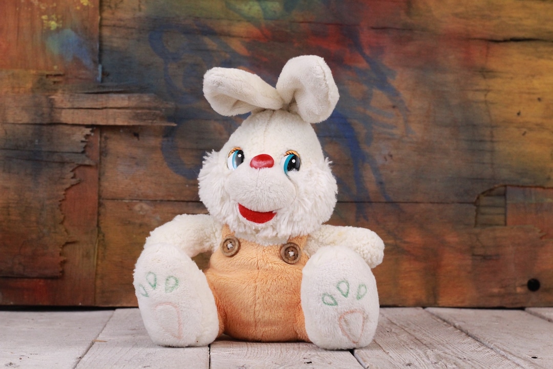 Vintage Plush Bunny: 90s Stuffed Rabbit in Overalls - Etsy