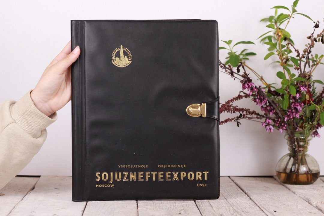 Vintage Black Vinyl Portfolio Business Portfolio Men's Portfolio Bag ...