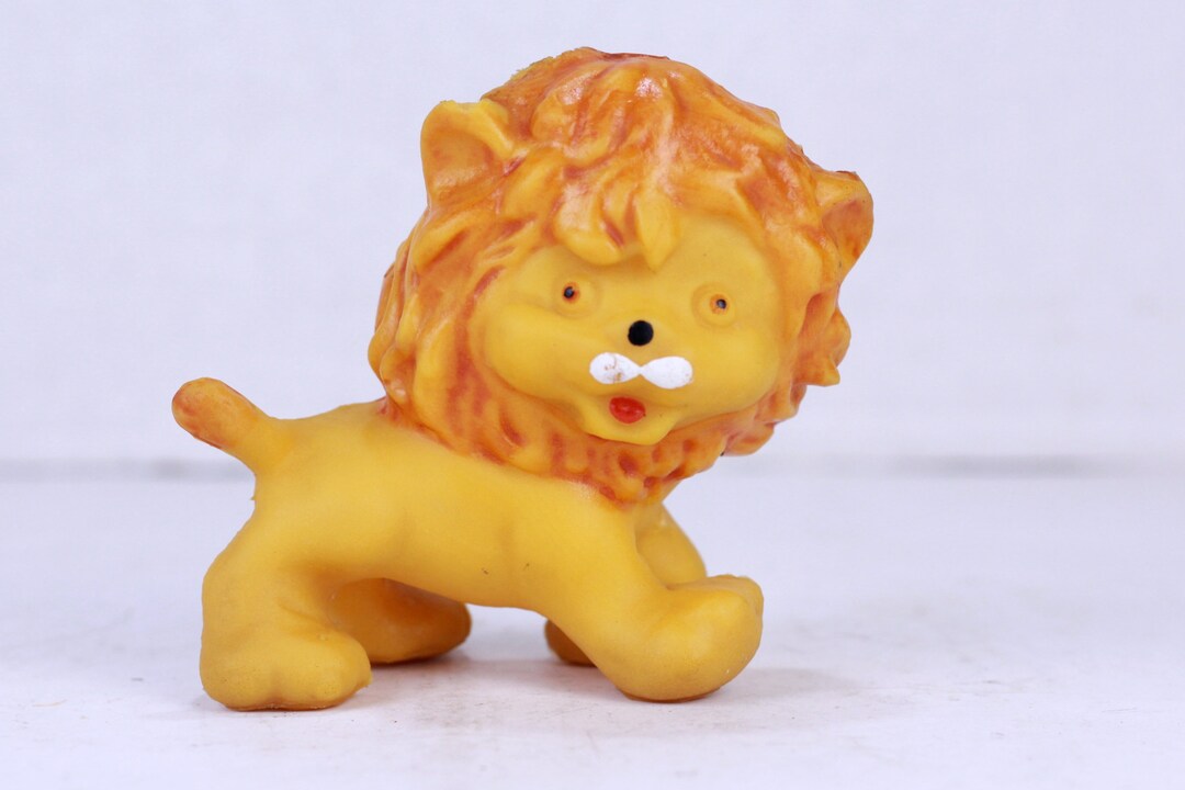 Vintage Yellow Rubber Lion Toy - Squeeze Animal Doll - Etsy