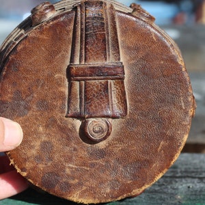 Vintage Round Brown Leather Jewelry Box With Lid - Etsy