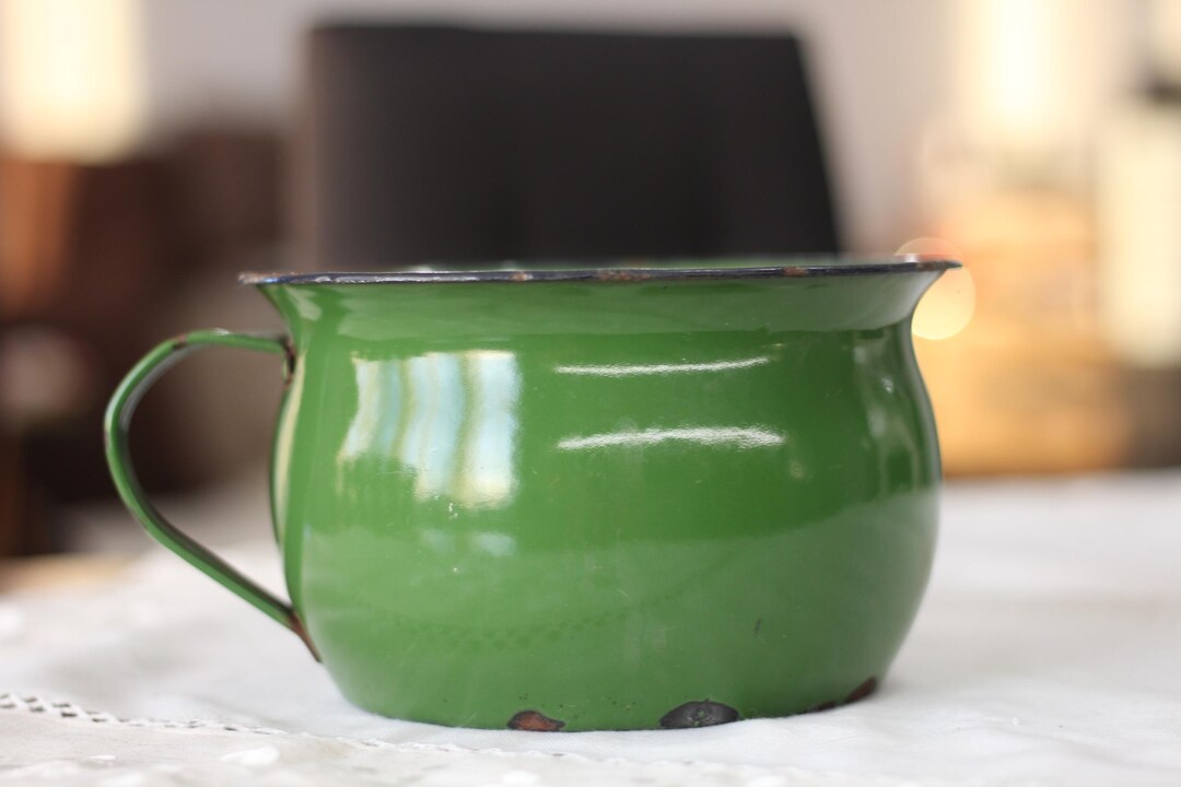 Chamber Pot, Enamel Chamber Pot, Green Chamber Pot, Childs Potty ...
