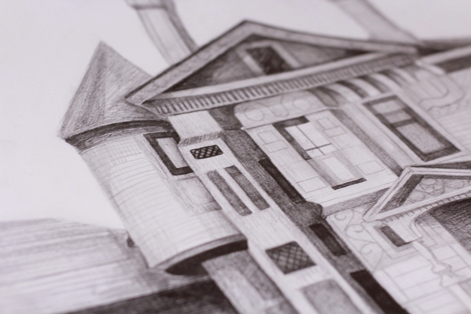 Hand Drawn Picture Big House Pencil Drawing Hand Painted - Etsy