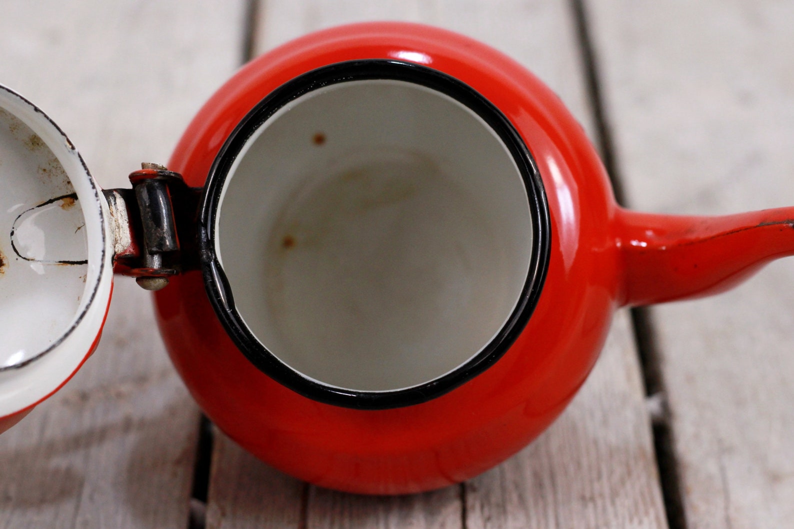 Vintage Red Enamel Teapot Small Kettle Tourist Equipment - Etsy