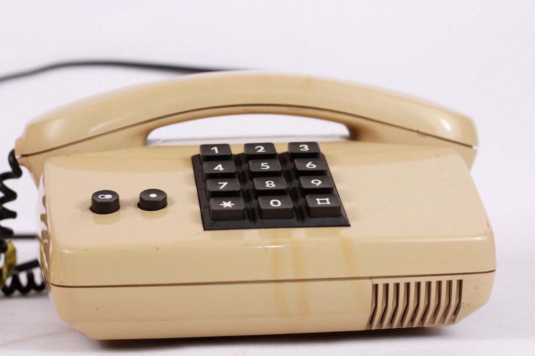 Vintage Beige Push Button Phone Telephone Retro Made in Bulgaria Phone ...