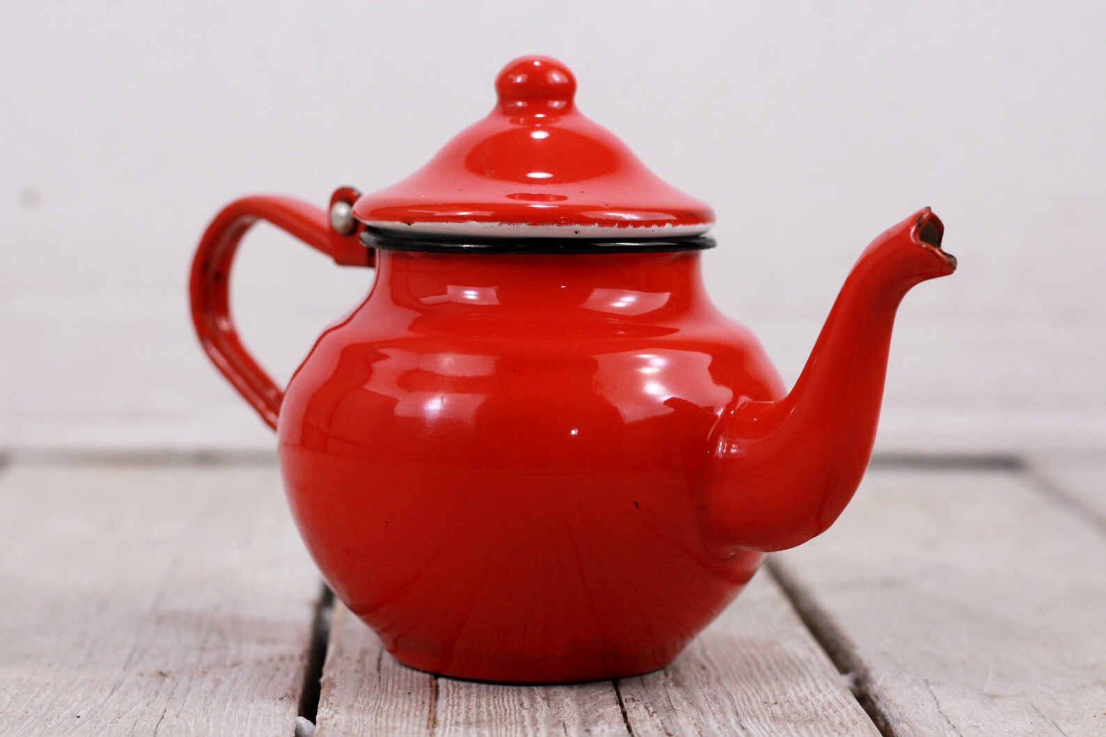 Vintage Red Enamel Teapot Small Kettle Tourist Equipment - Etsy