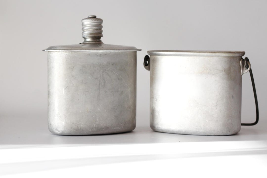 Vintage Army Mess Kit, Aluminum Military Bowler Pot, Water Canteen - Etsy
