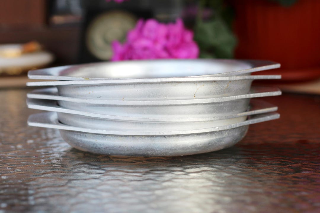 Vintage Chrome Lunch Dishes - Set of 5, Soviet Kitchenware - Etsy