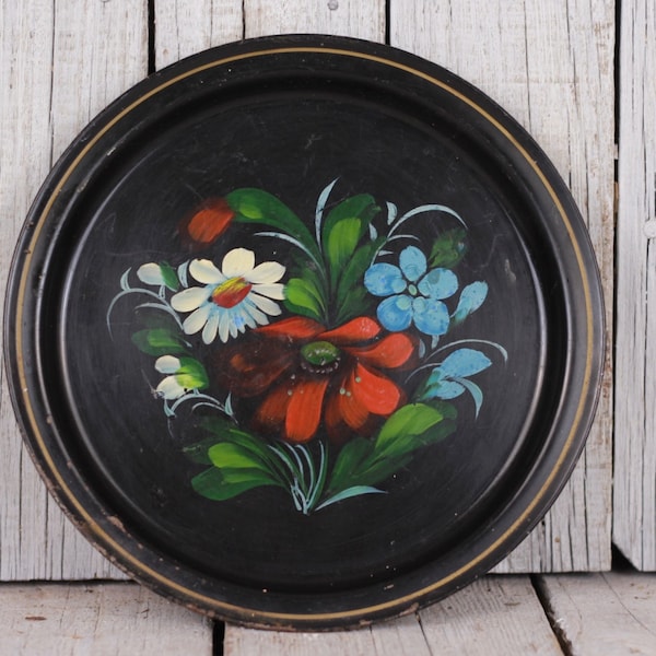 Small Hand Painted Metal Trays - Etsy