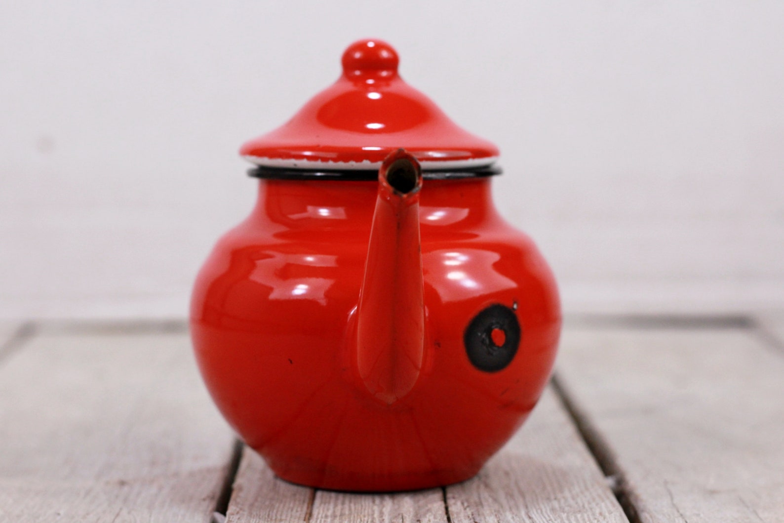 Vintage Red Enamel Teapot Small Kettle Tourist Equipment - Etsy
