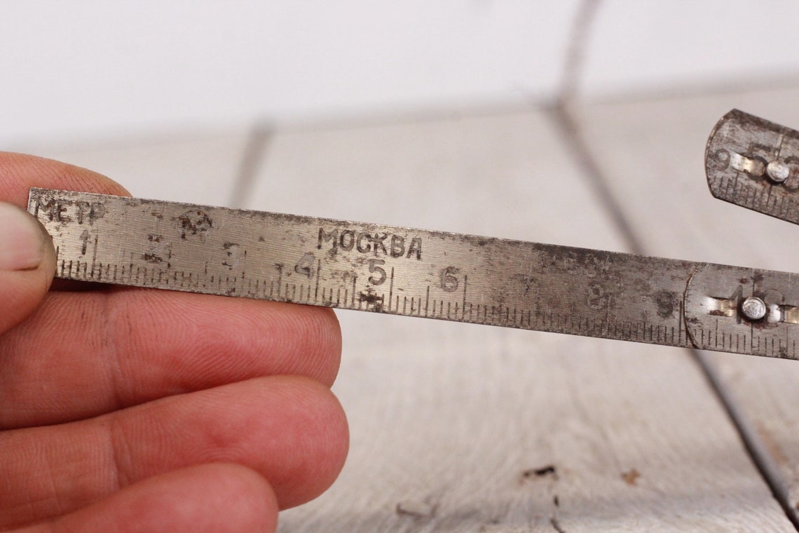 Vintage Metal Folding Ruler Tape Measure Measuring Tool - Etsy