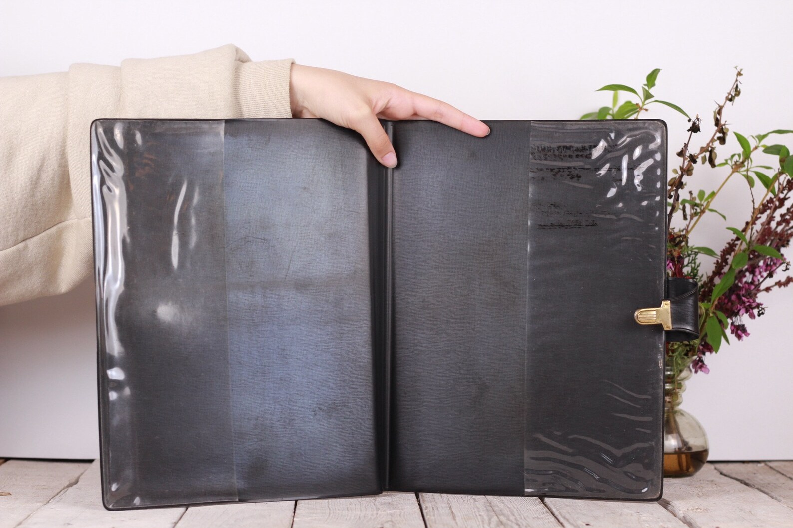 Vintage Black Vinyl Portfolio Business Portfolio Men's | Etsy