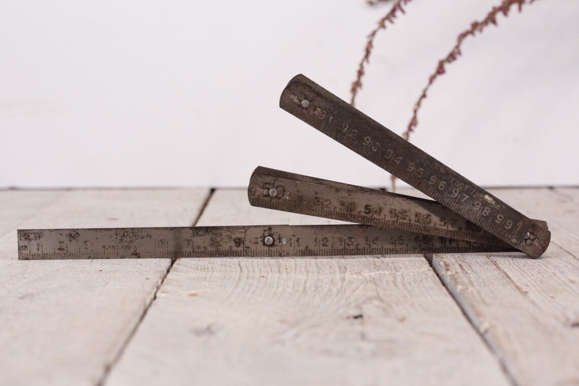 Vintage Metal Folding Ruler Tape Measure Measuring Tool - Etsy
