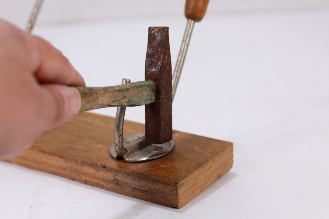 Vintage 1950s Small Metal Hammer: Primitive Tool, Wooden Handle - Etsy
