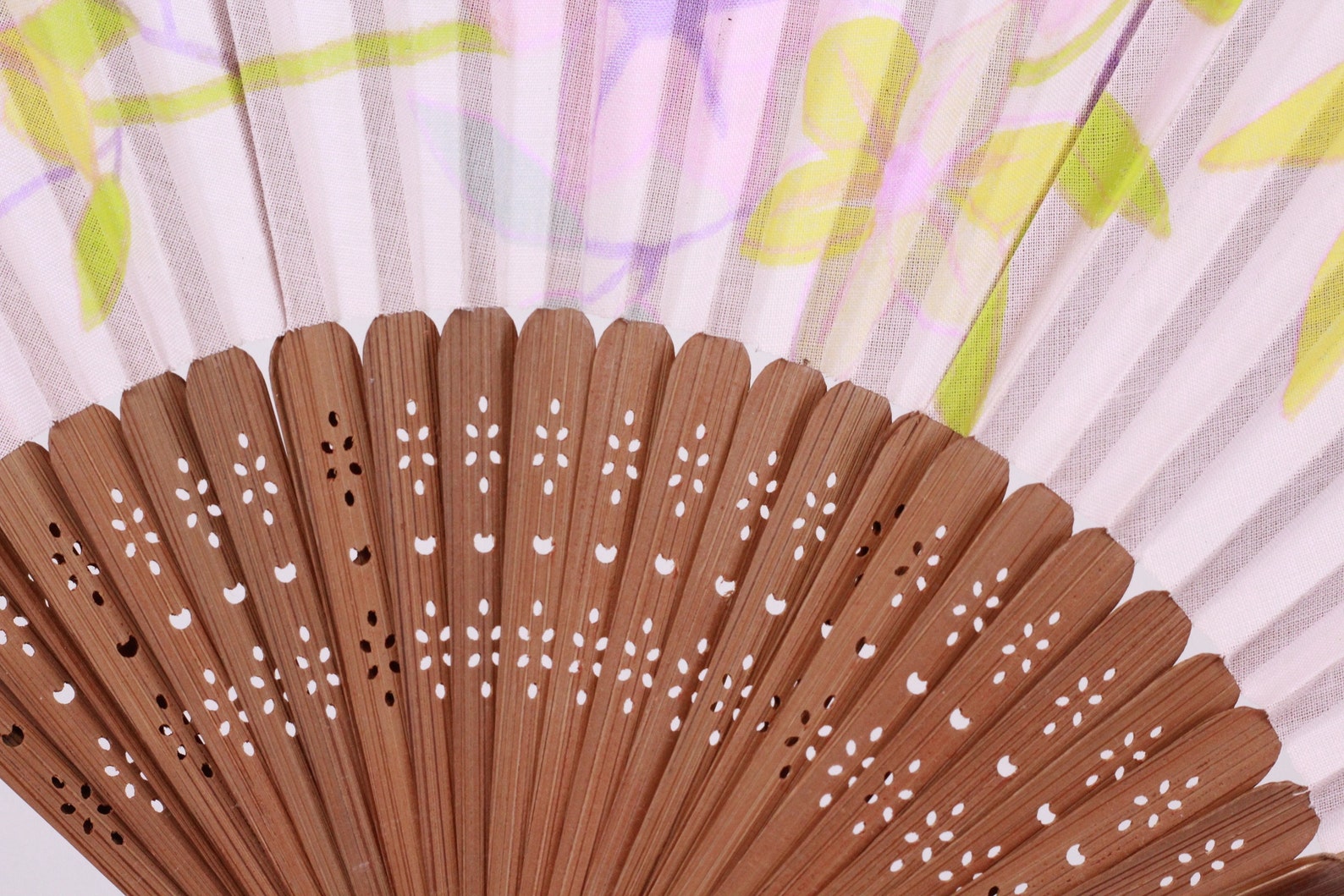 Vintage Beige Color Folding Fabric Fan, Wooden Handle - Etsy