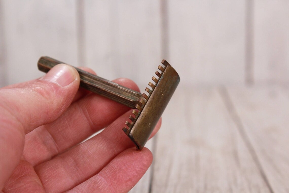 Vintage Slim Double Edge Brass Razor Man's Shaver Barber | Etsy