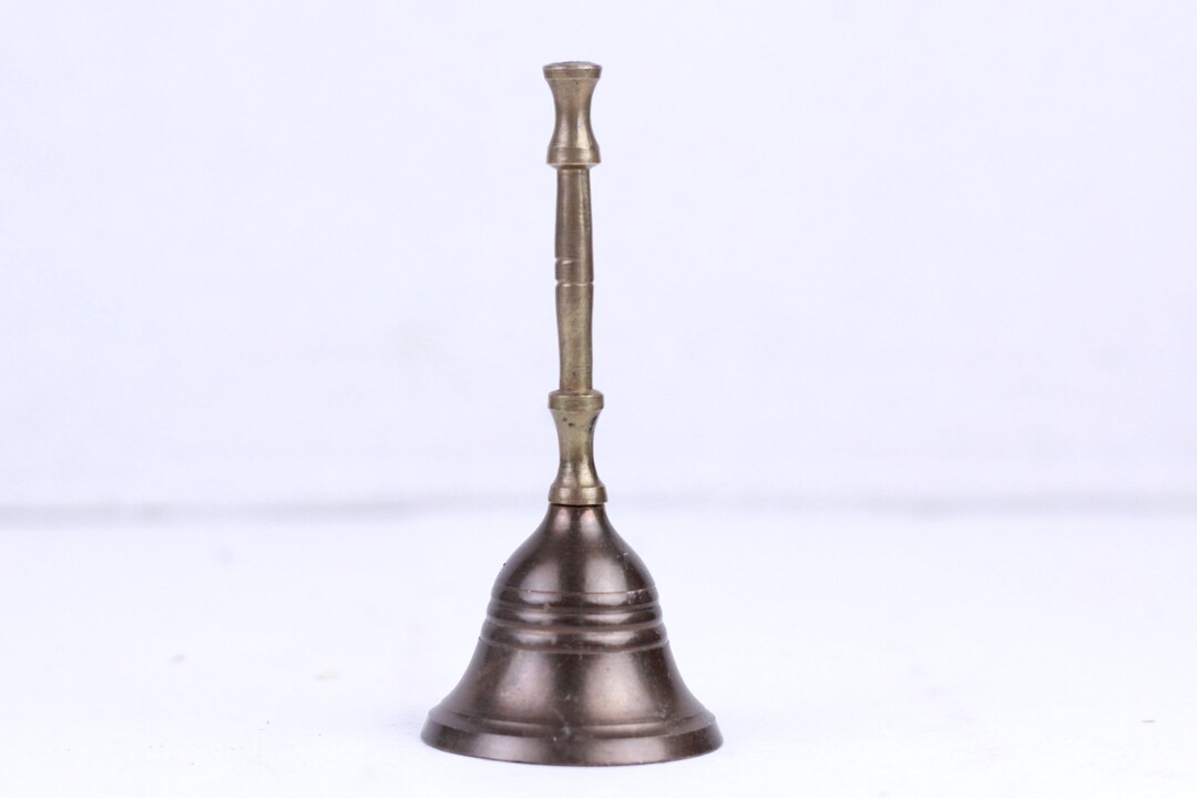 Vintage Hand Brass Bell, Small Wooden Handle, Reception, Dinner ...