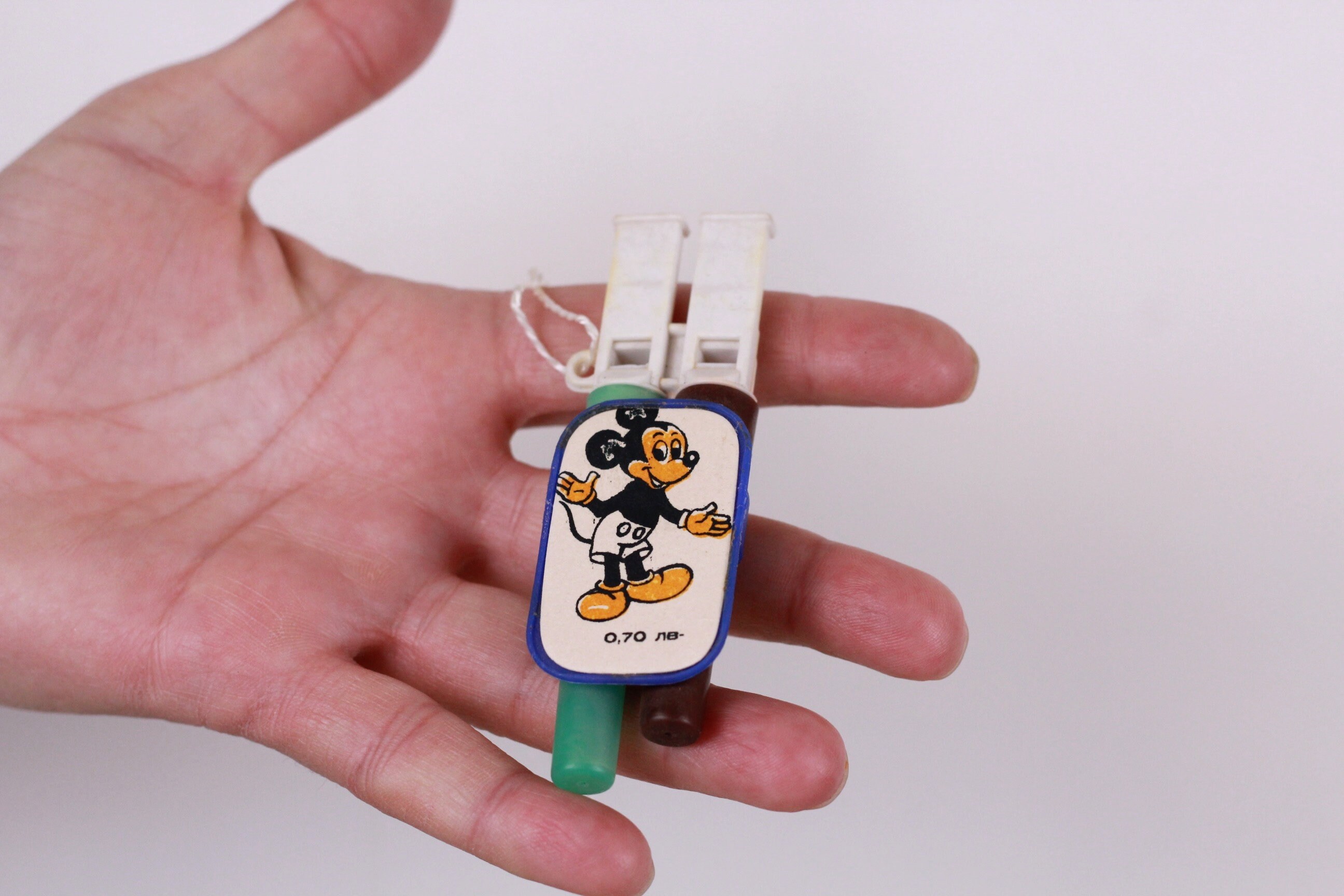 Vintage Plastic Small Whistle Charm Whistle With Mickey Mouse Picture ...