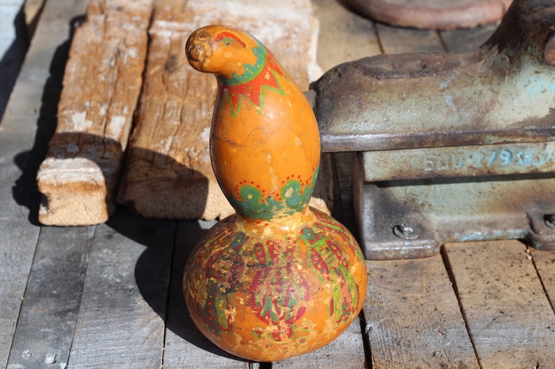 Vintage Calabash Dried Gourd Hand Painted Calabash Old Tall - Etsy