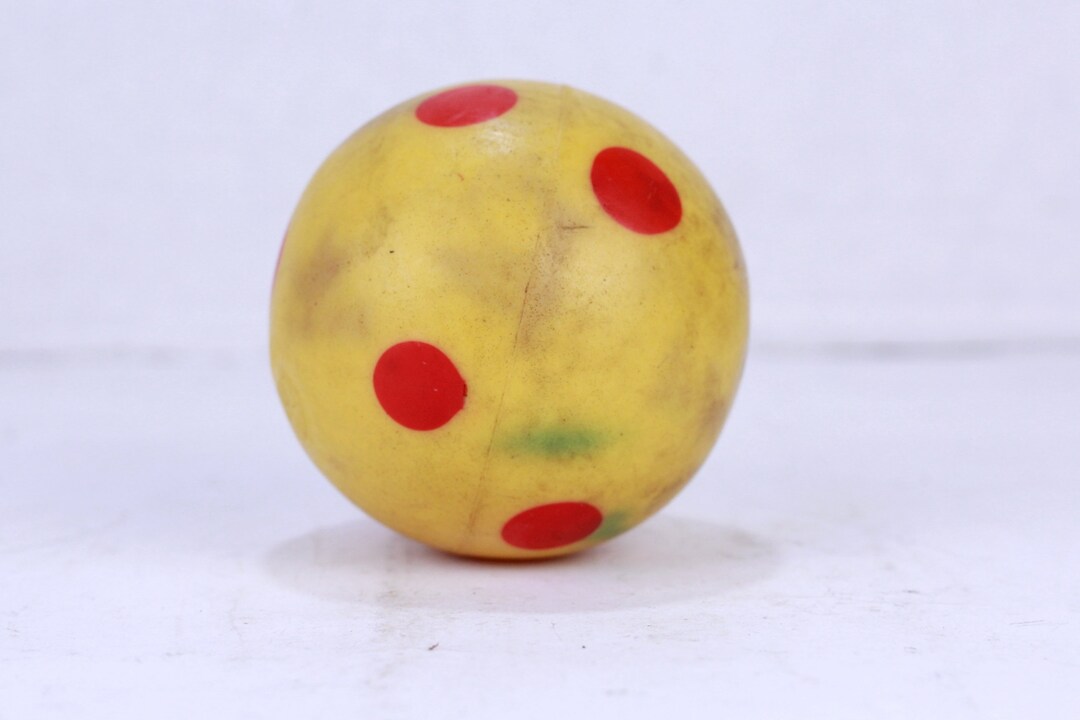 Vintage Rubber Ball Toy: Yellow With Red Dots, 70s Baby Toy - Etsy