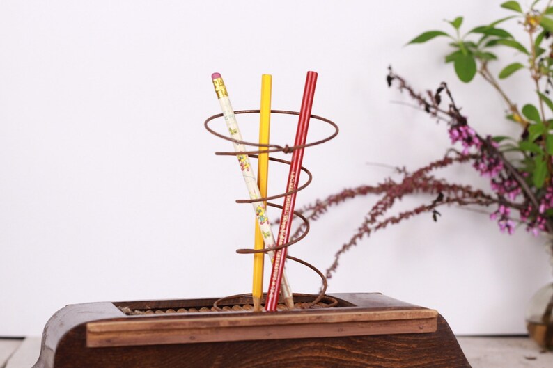 Metal Spring Modern Pen Pencil Holder Industrial Rusty | Etsy