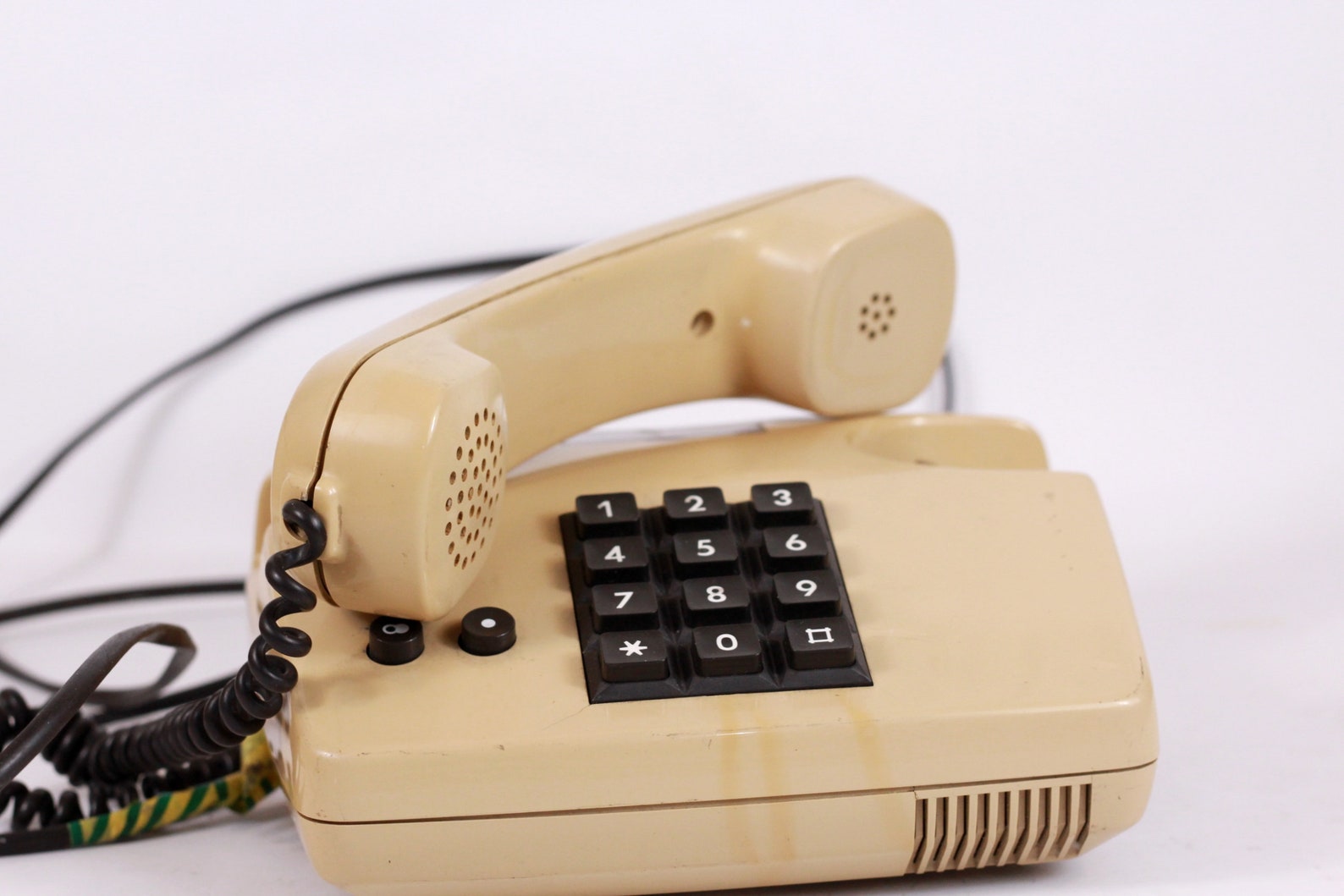 Vintage Beige Push Button Phone Telephone Retro Made in | Etsy