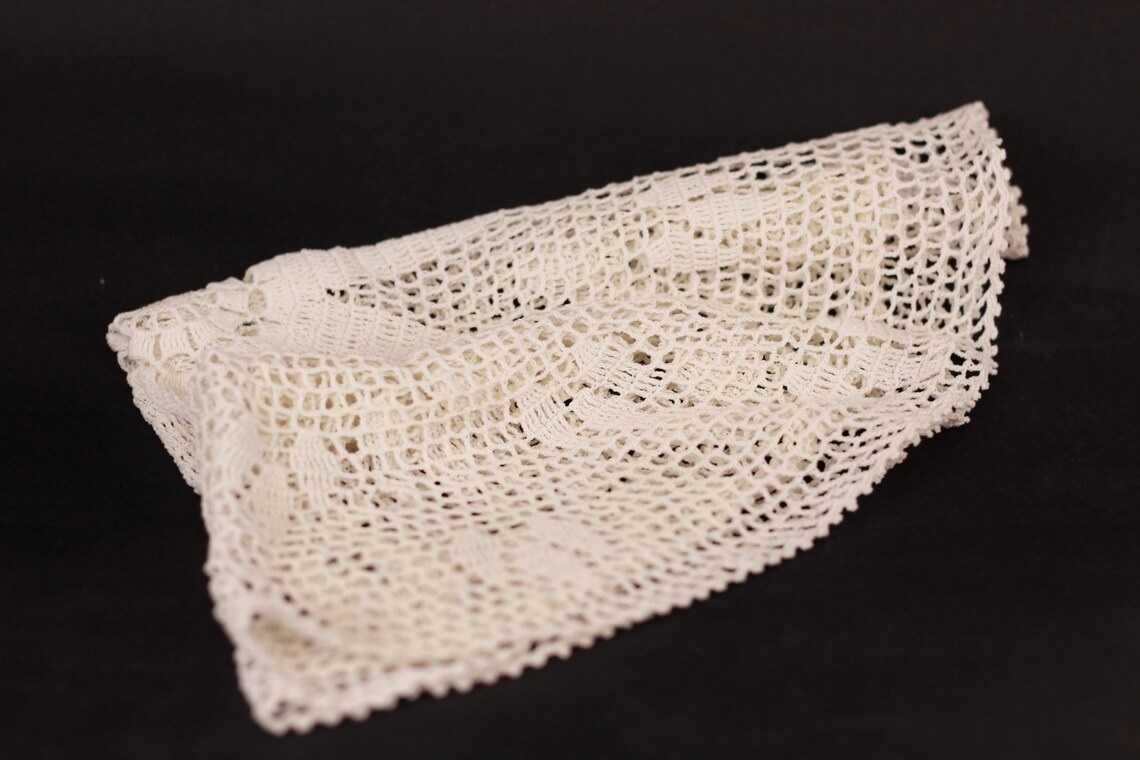 Vintage Handmade Crochet Small Tablecloth Round Cotton | Etsy