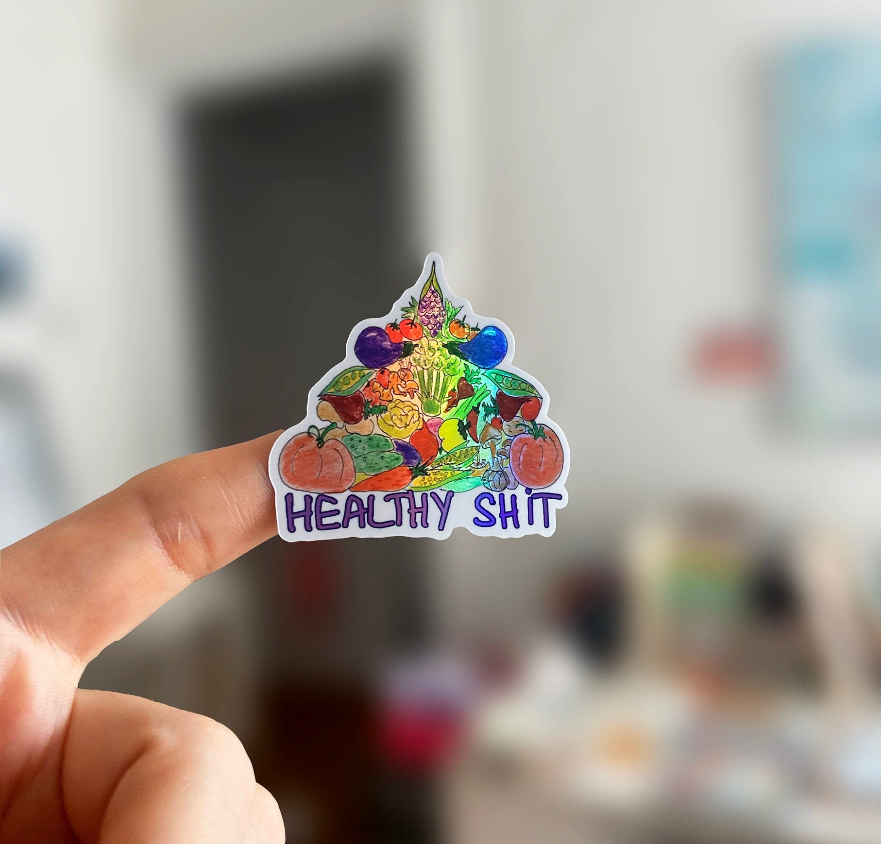 Vegetables Holographic Sticker Funny Vegan Sticker - Etsy