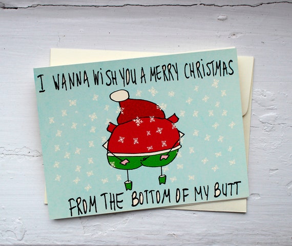 Funny Merry Christmas pig card butt holiday card | Etsy