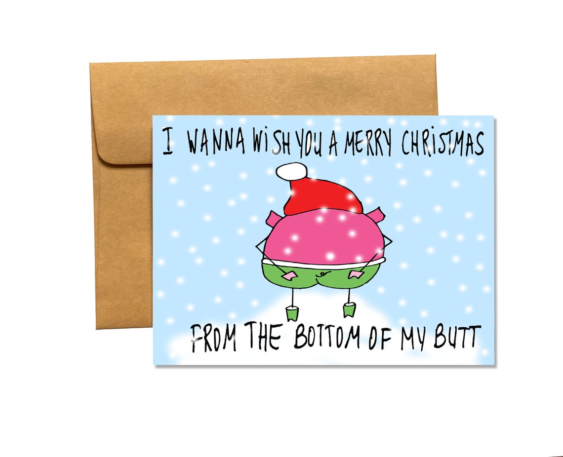 Funny Merry Christmas Pig Card - Butt Holiday Card Inappropriate for ...