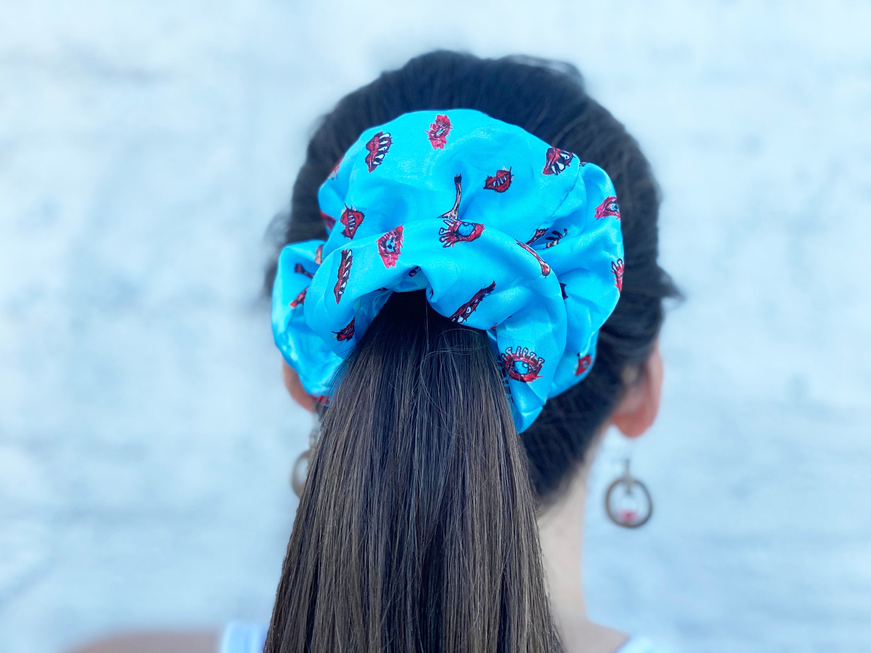 Gore Halloween Scrunchie - Creepy Eyes Bloody Hands Print Scrunchie ...