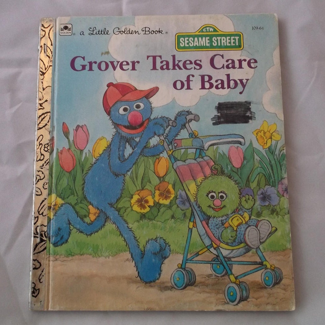 CTW Sesame Street GROVER Takes Care of BABY Little Golden Book c 1991 ...