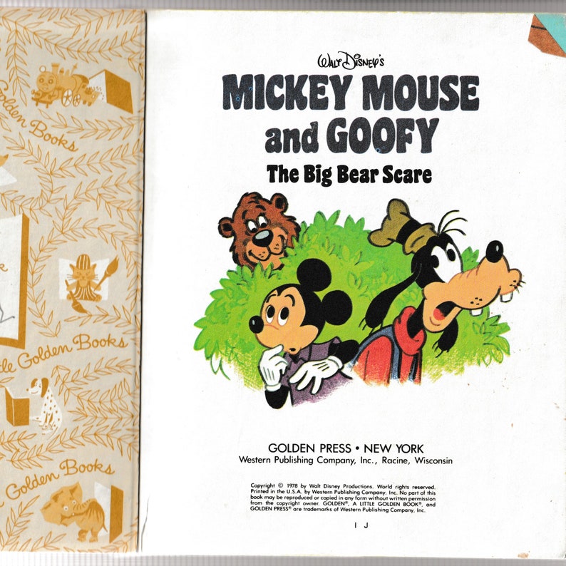 Walt Disney's Mickey Mouse and Goofy the Big Bear Scare Little Golden ...