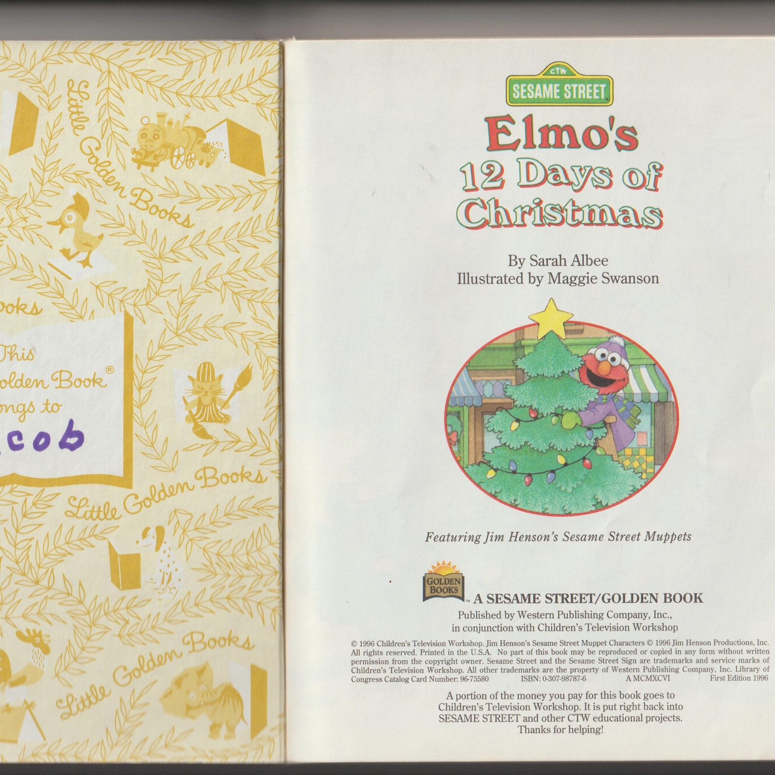 Elmo's 12 Days of Christmas CTW Sesame Street Little Golden Book (c ...