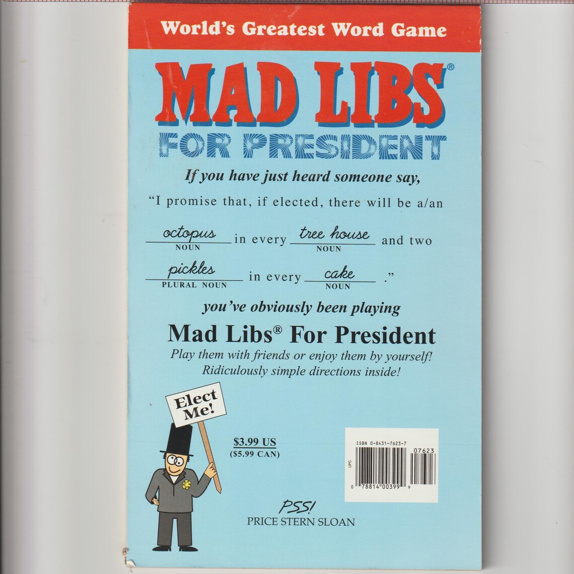 Mad Libs for President World's Greatest Word Game c 2000 Politics ...