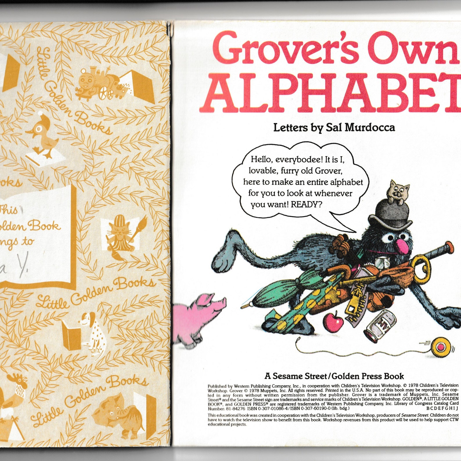 Grover's Own Alphabet CTW Sesame Street Little Golden Book c 1978 ...