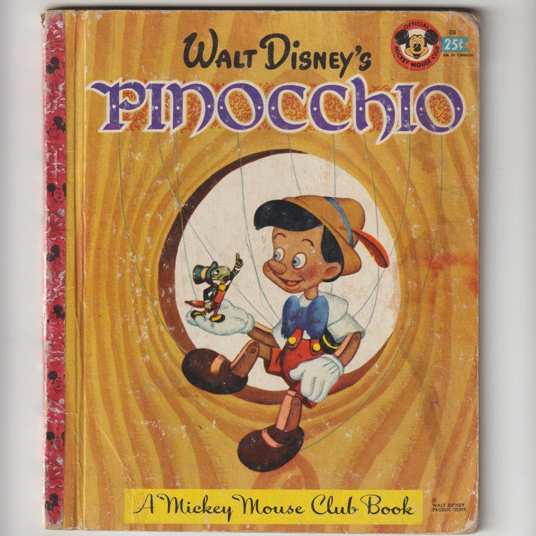 Walt Disney's Pinocchio Mickey Mouse Club Book pre-little Golden Book c ...