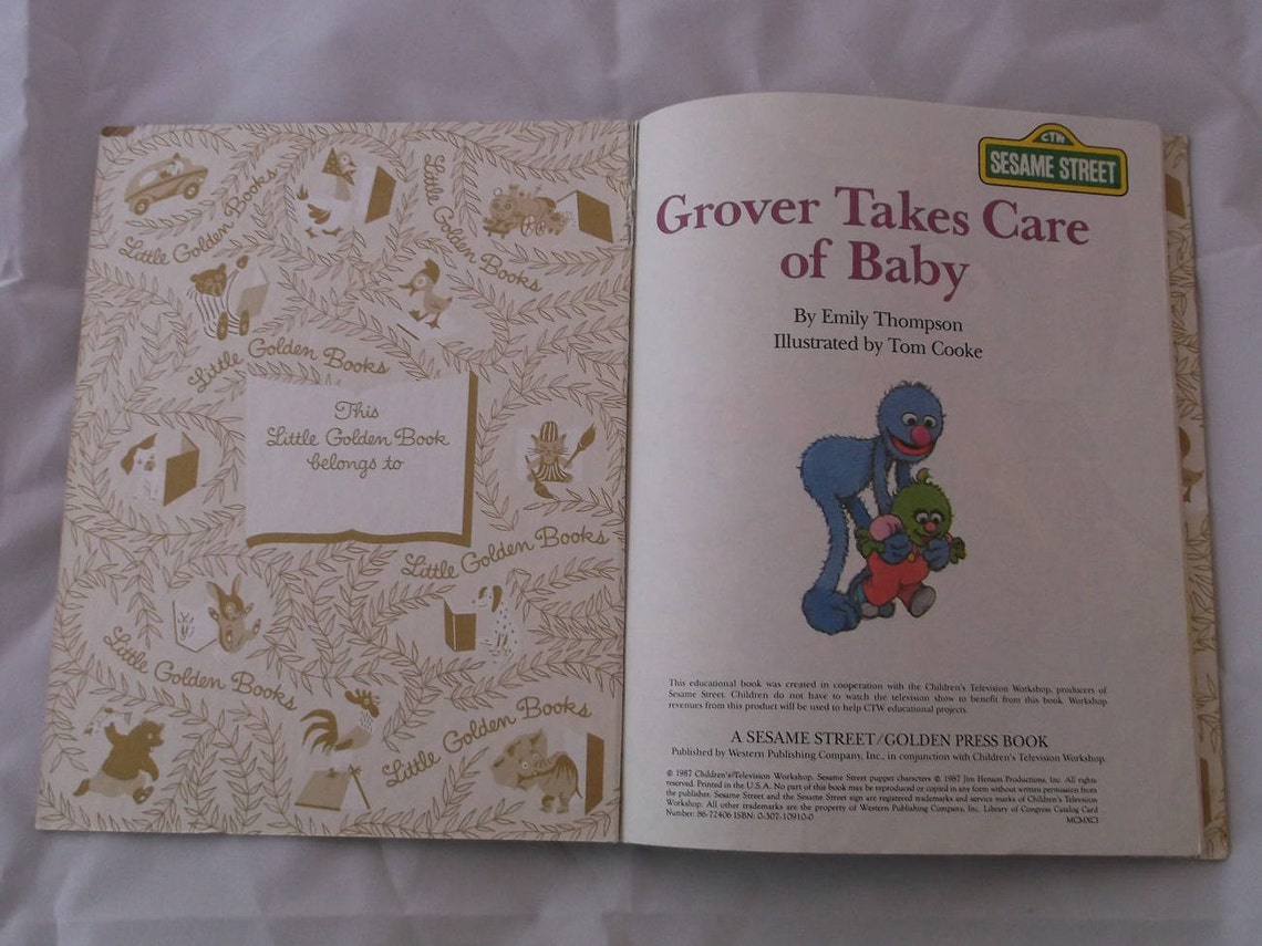 CTW Sesame Street GROVER Takes Care of BABY Little Golden Book c 1991 ...