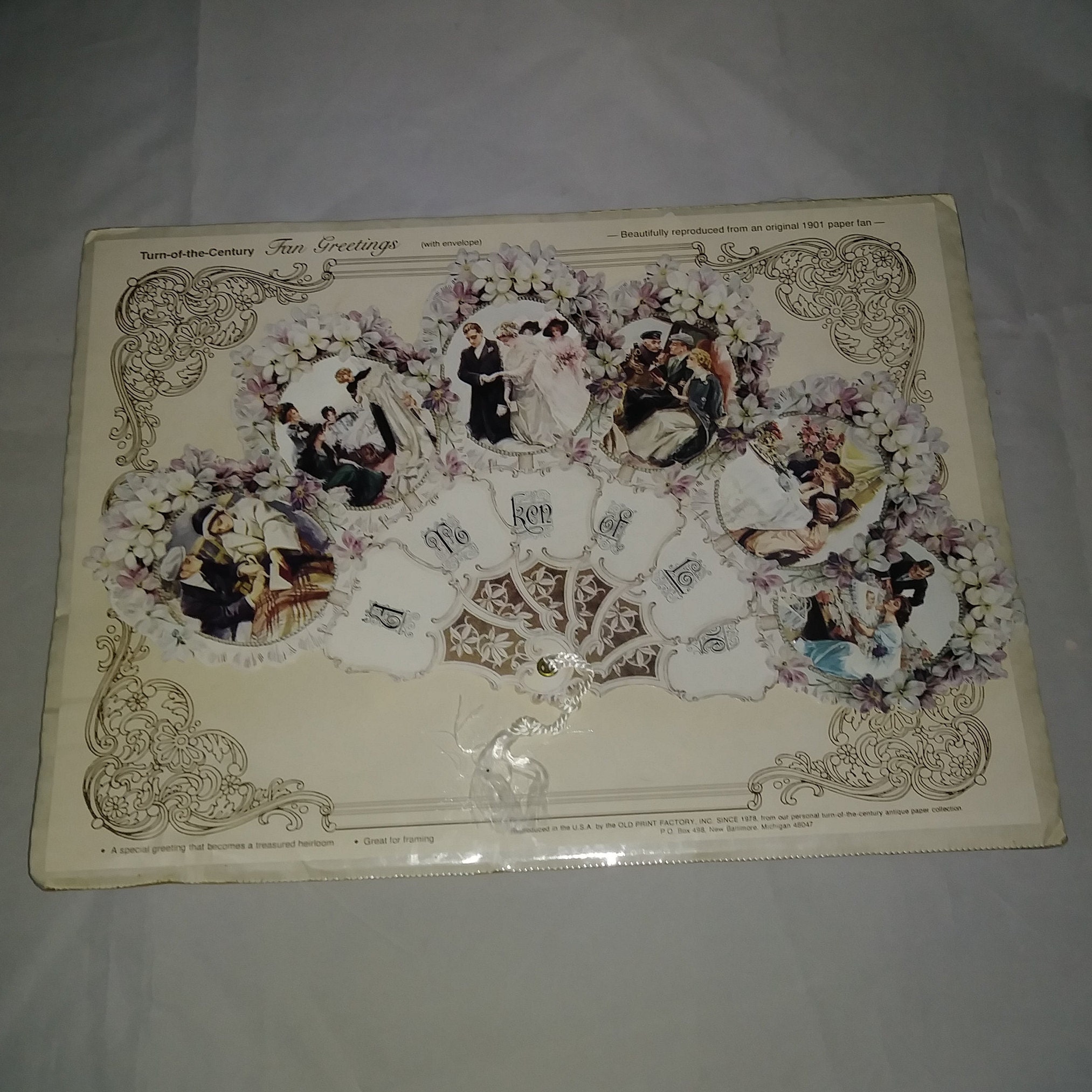Turn of the Century Fan Greetings Card With Envelope Beautifully ...