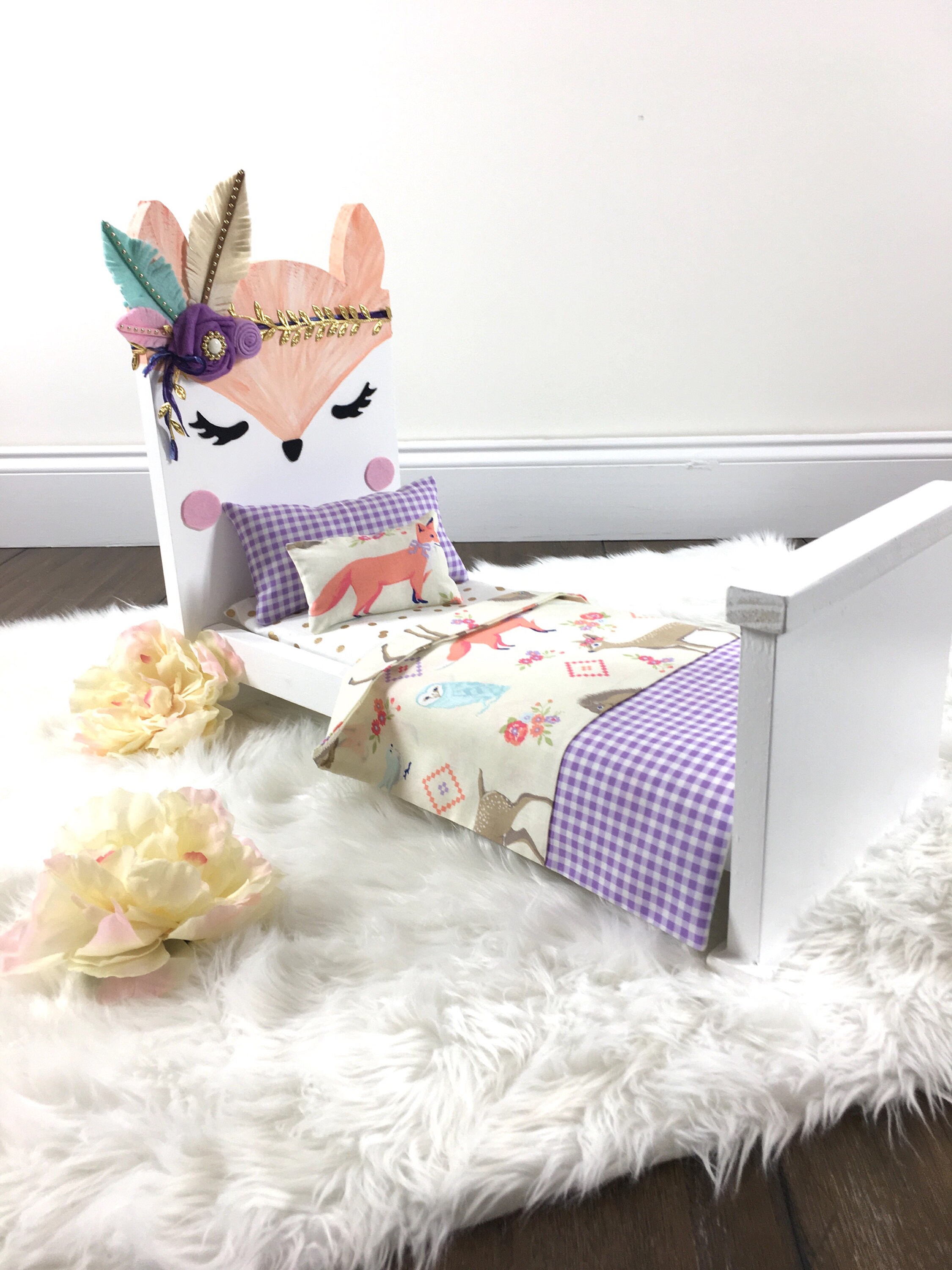 Fox bed fox bedding fox bedding set plaid bedding set | Etsy