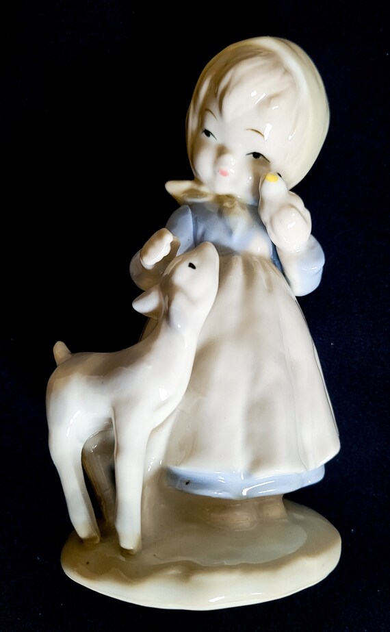 Vintage Figurine Girl With a Bird - Etsy