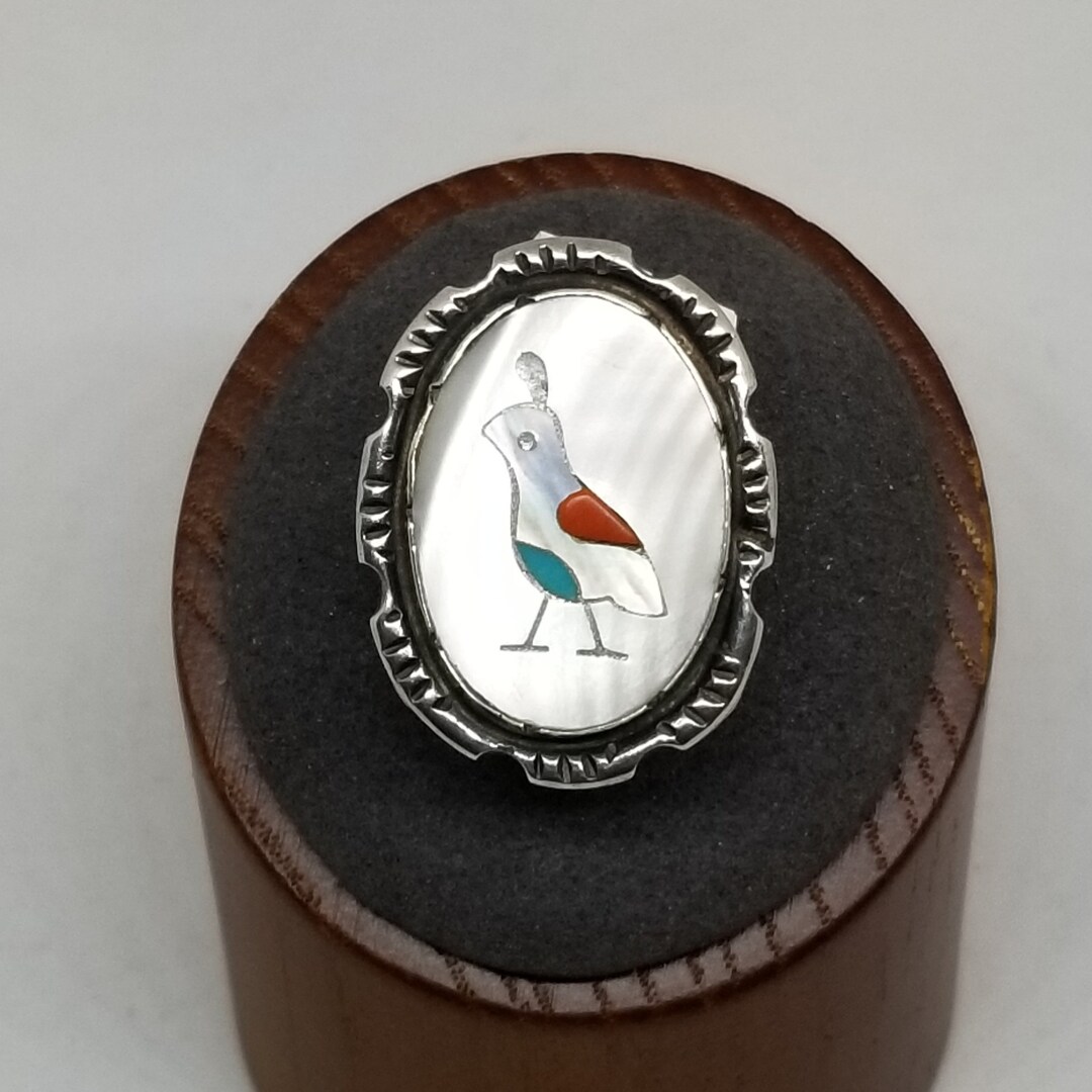 FA4933 Vintage Raymond Quam? Sterling With Mother of Pearl Native Bird ...