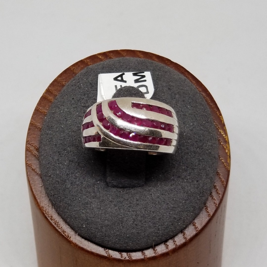 FA4924 Vintage KL Sterling With Channel Set Rubies Ring, Size 6. - Etsy