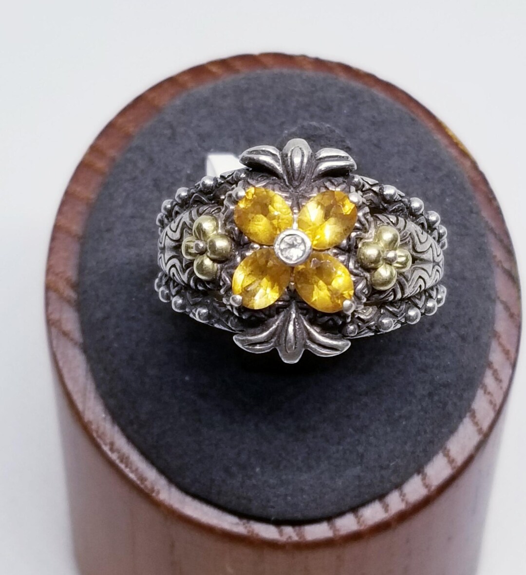 FA6261 Vintage Barbara Bixby China Sterling & 18K With Citrine Flower ...