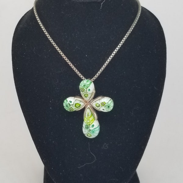 Colored Glass Cross Pendant - Etsy