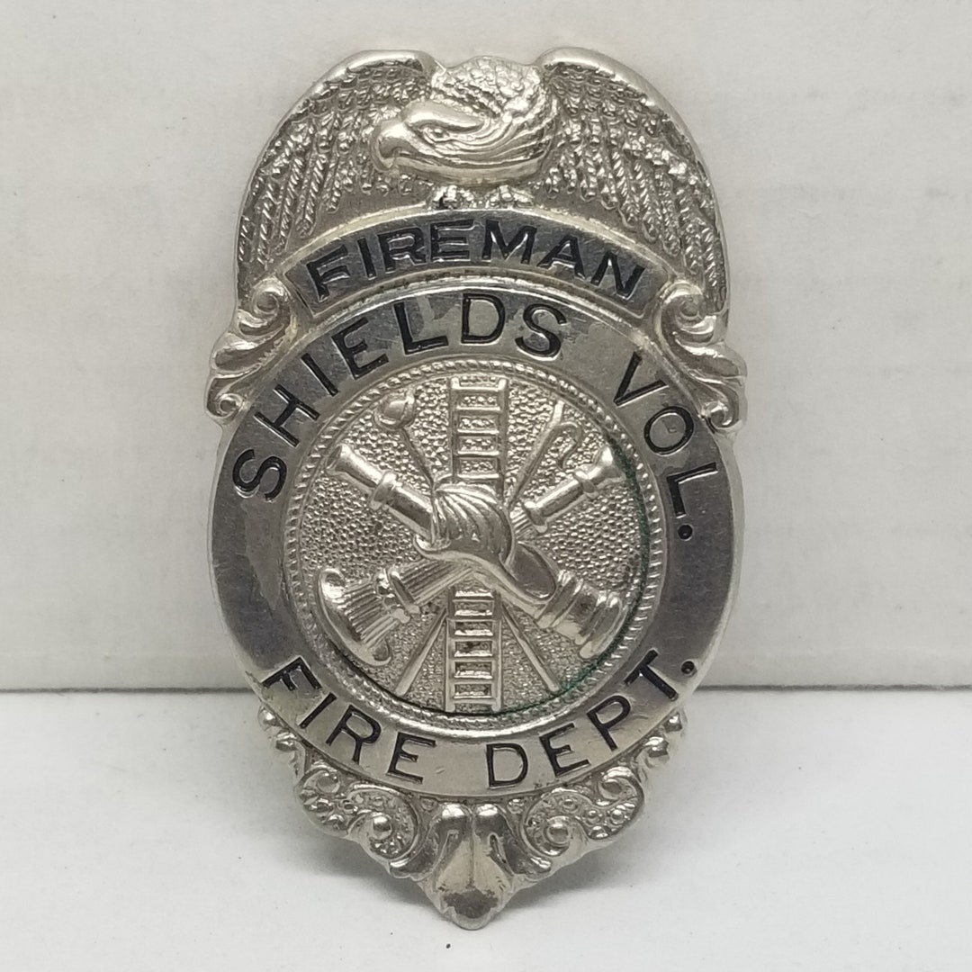 Vintage Fireman Shields Vol. Fire Dept. Badge, Old Design No Longer ...