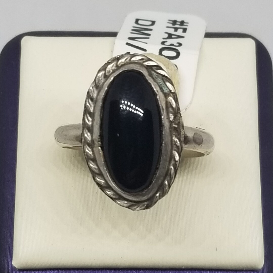 FA3093 Vintage Sterling With Onyx Ring, Size 7. - Etsy