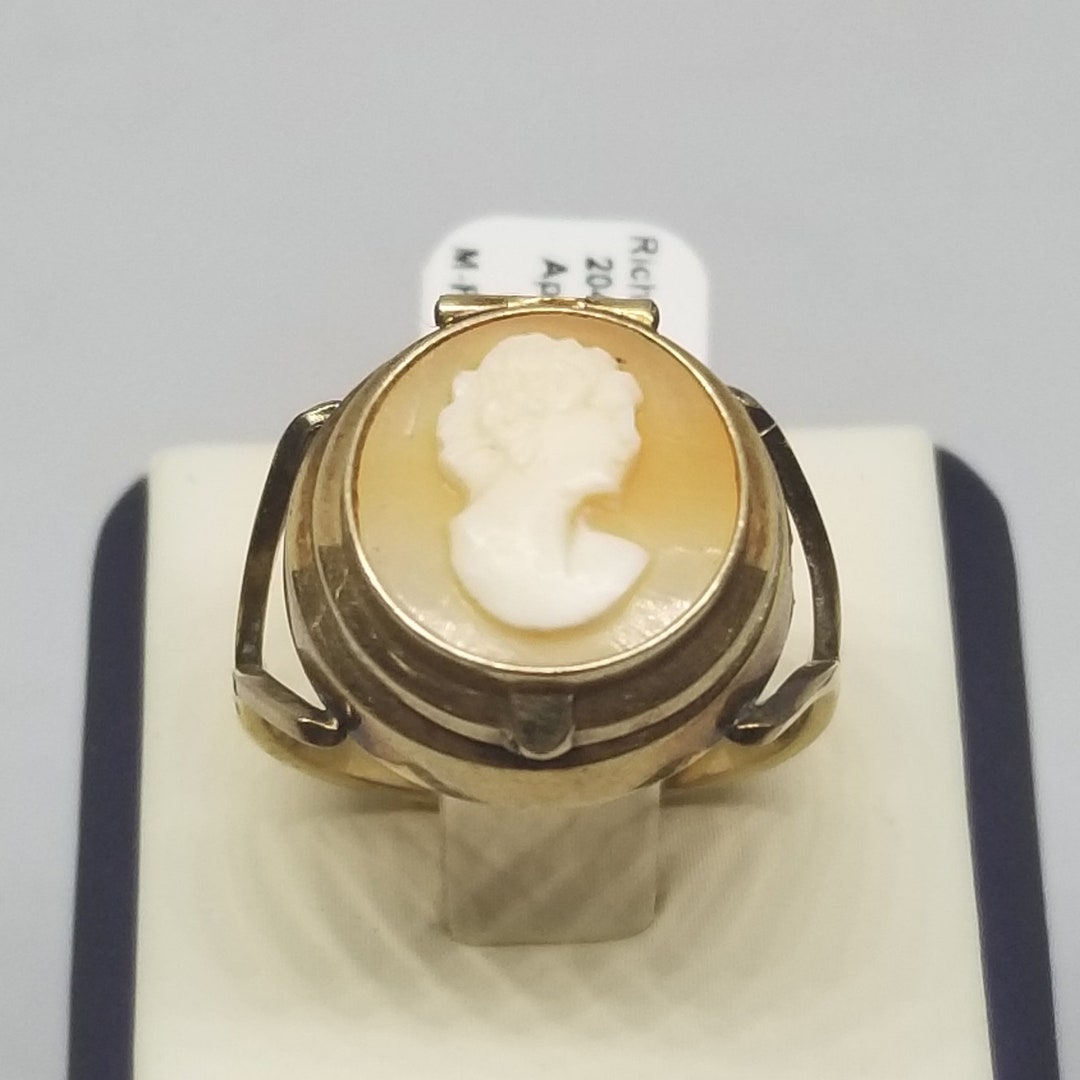 Z1799 Vintage 10K Yellow Gold Cameo Watch Ring, Size 9.75, No Watch. - Etsy