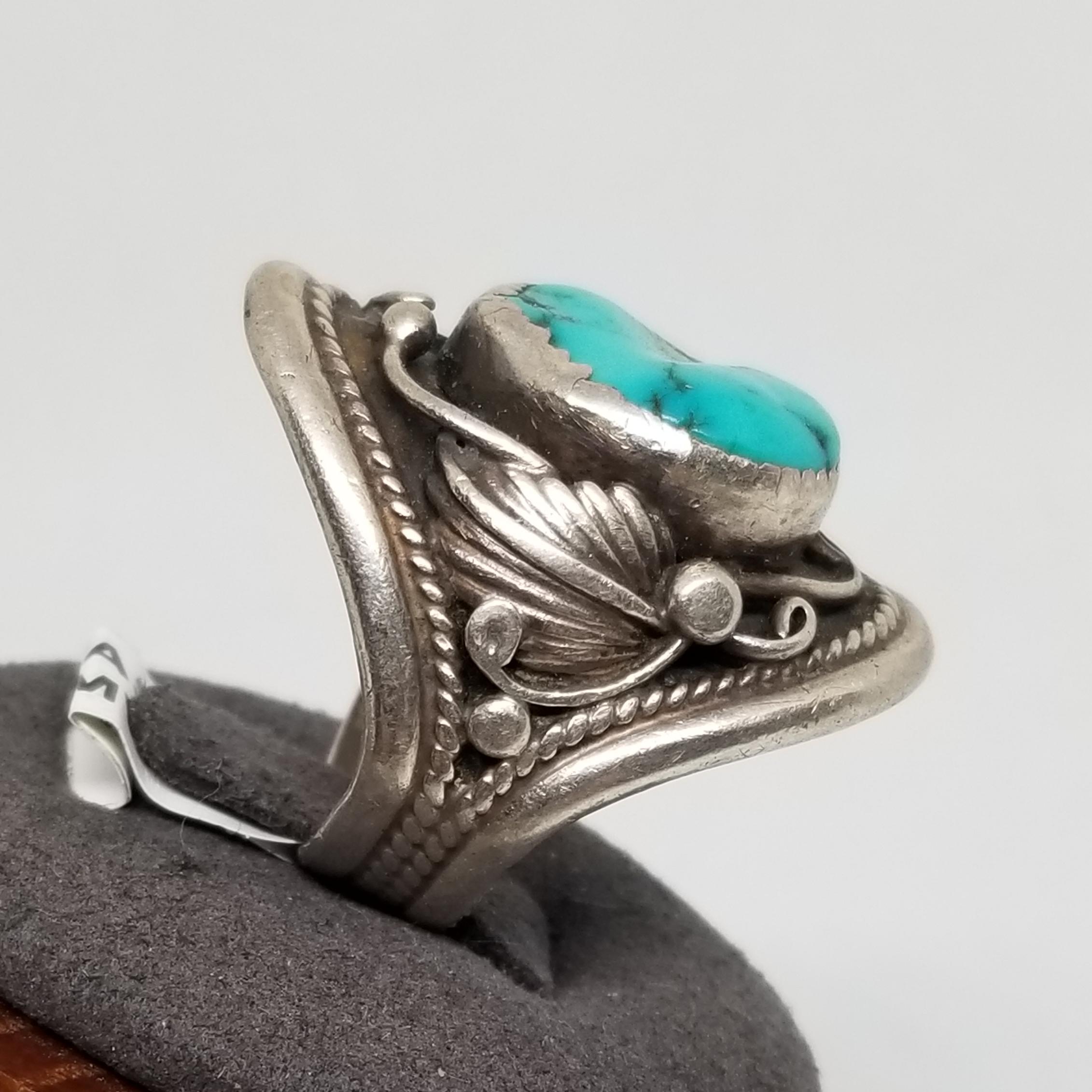 FA5586 Vintage DV Darrell Victor Sterling With Turquoise Ring, Size 10 ...