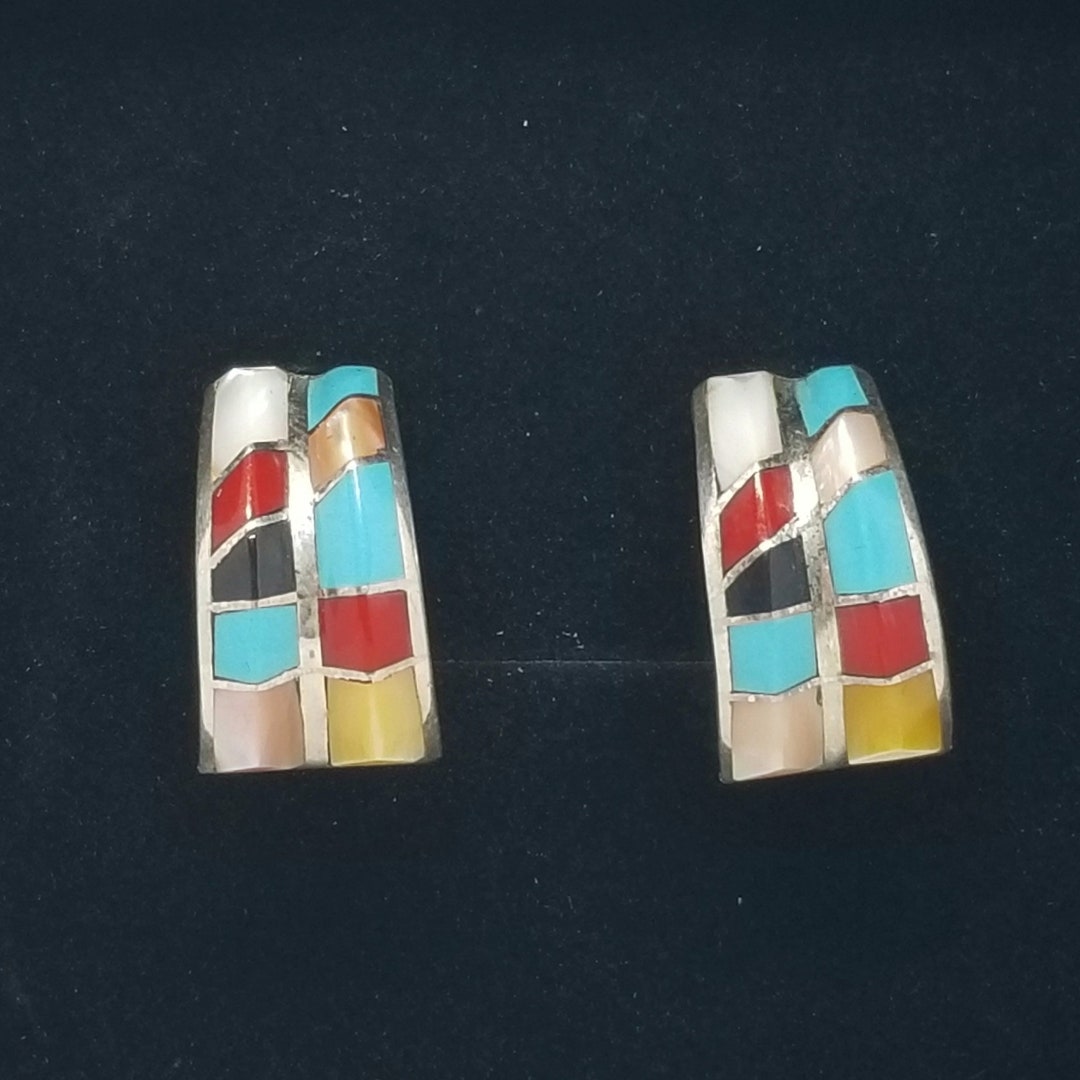 FA4021 Vintage Dwight Chavez, Zuni Sterling With Multistone Stud ...