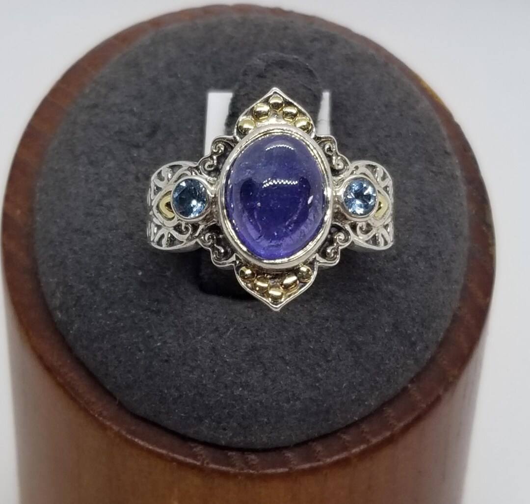 FA6265 Vintage Robert Manse Sterling With Quartz and Topaz Cracked Ring ...
